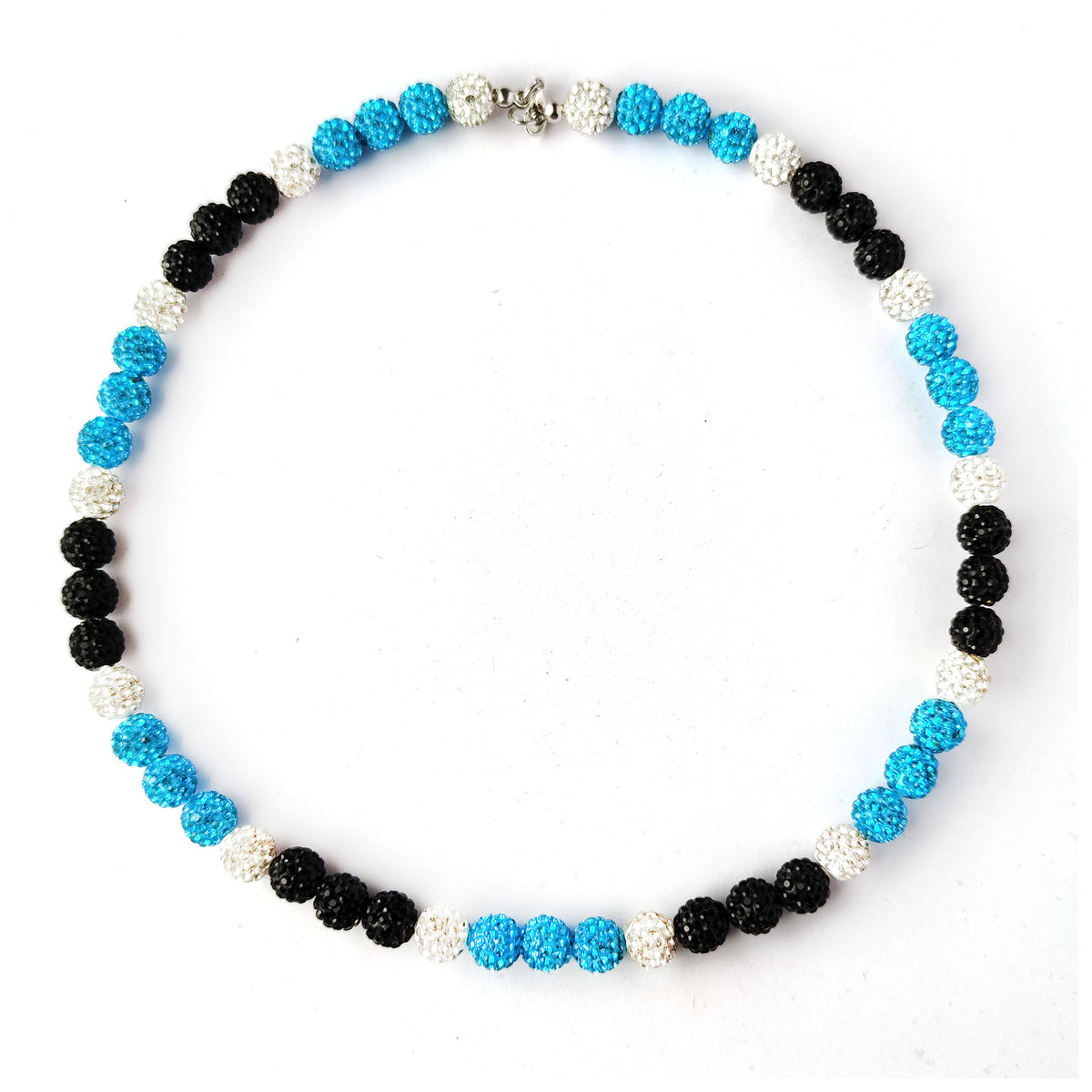 Rhinestone Bead Necklace Bling Spirit Baseball Drip Necklace Teal Blac ...